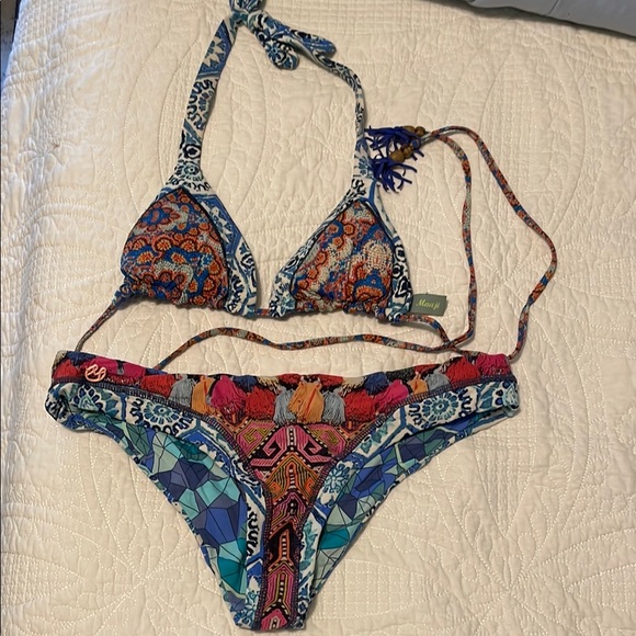 Maaji | Swim | Maaji Blue Red And Orange Bikini Set | Poshmark